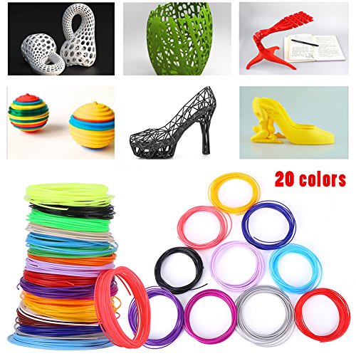 1 Set of 20 Pcs 3D Pen Filament Refills for Low Temperature 3 D Pen PCL Filament Refills 16.4 Feet for Each Color 3 Dimensional Printing Pen Filament Refills 1.75mm