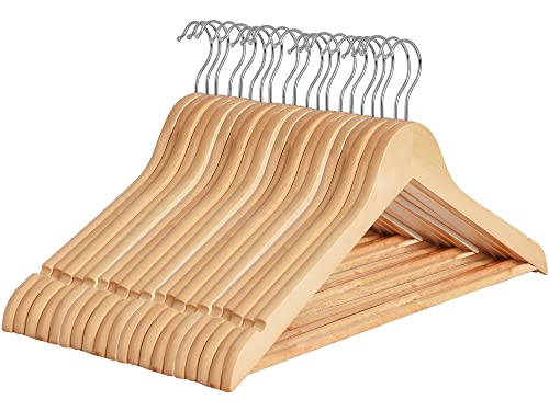 StorageWorks 20-Pack Solid Wood Coat Hangers, Wooden Clothes Hangers, Natural Finish