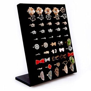 homeanda black velvet l-shaped 50 slots ring earring jewelry display tray organizer holder (l-shaped 50 slots-black)