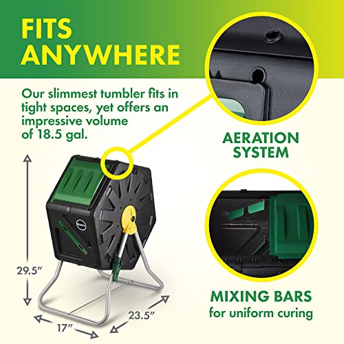 Miracle-Gro Small Composter - Compact Single Chamber Outdoor Garden Compost Bin Heavy Duty – UV Protected Turning Barrel Tumbling Composter (18.5 gallons)