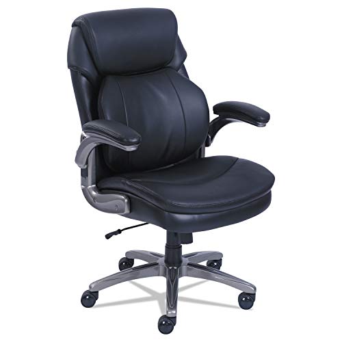 SertaPedic Cosset Mid-Back Executive Chair, Supports Up to 275 Lb, 18.5" to 21.5" Seat Height, Black Seat/Back, Slate Base