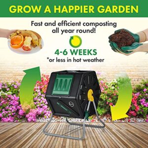 Miracle-Gro Small Composter - Compact Single Chamber Outdoor Garden Compost Bin Heavy Duty – UV Protected Turning Barrel Tumbling Composter (27.7 gallons)