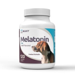 k9 select melatonin for dogs, 3mg - 120 beef flavored chewable tablets - canine sleep aid