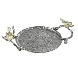 a&b home handles and birds adorning aluminum serving platter tray