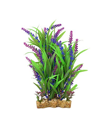 CNZ Aquarium Decor Fish Tank Decoration Ornament Artificial Plastic Plant Green/Purple, 11-inch