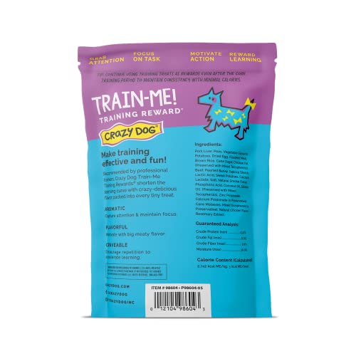 Crazy Dog Mini Train-Me! Training Treats 10 oz. Pouch, Beef Flavor, with 500 Treats per Bag, Recommended by Dog Trainers