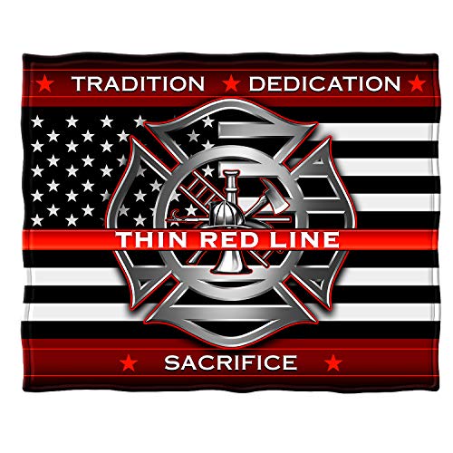 Erazor Bits Knitted Throw Blanket 50 x 60| Thin RED LINE Firefighter Throw Blanket ADD4-FF2311-TB