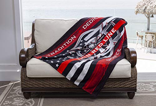 Erazor Bits Knitted Throw Blanket 50 x 60| Thin RED LINE Firefighter Throw Blanket ADD4-FF2311-TB