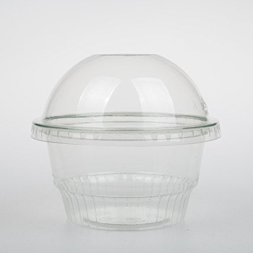 Golden Apple, 8oz-25sets Clear Plastic Cups for Ice Cream, Dessert Cups,Snack Bowl with Dome lids no Hole