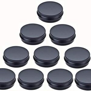 Aluminum Metal Tin 1oz/30ml,Black Aluminum Tins Round Tin Cans Containers with Screw Top Lid (10)