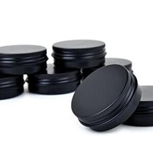 Aluminum Metal Tin 1oz/30ml,Black Aluminum Tins Round Tin Cans Containers with Screw Top Lid (10)