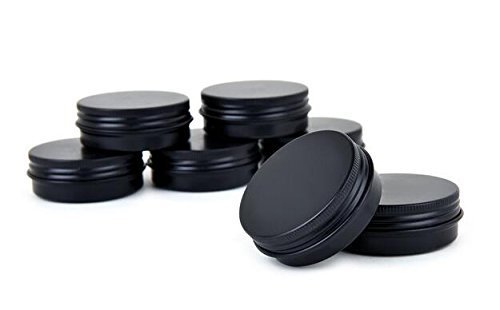 Aluminum Metal Tin 1oz/30ml,Black Aluminum Tins Round Tin Cans Containers with Screw Top Lid (10)