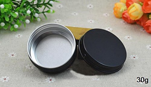 Aluminum Metal Tin 1oz/30ml,Black Aluminum Tins Round Tin Cans Containers with Screw Top Lid (10)