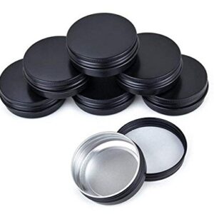 Aluminum Metal Tin 1oz/30ml,Black Aluminum Tins Round Tin Cans Containers with Screw Top Lid (10)