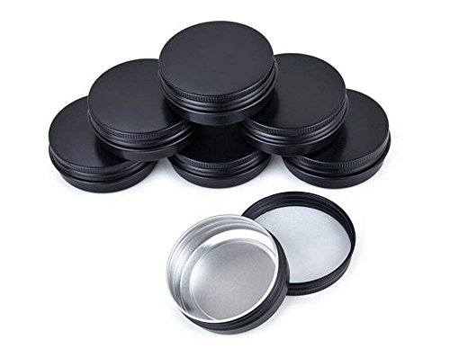 Aluminum Metal Tin 1oz/30ml,Black Aluminum Tins Round Tin Cans Containers with Screw Top Lid (10)