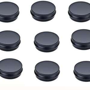 Aluminum Metal Tin 1oz/30ml,Black Aluminum Tins Round Tin Cans Containers with Screw Top Lid (10)