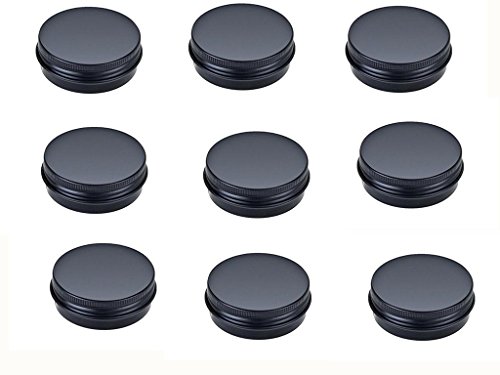 Aluminum Metal Tin 1oz/30ml,Black Aluminum Tins Round Tin Cans Containers with Screw Top Lid (10)