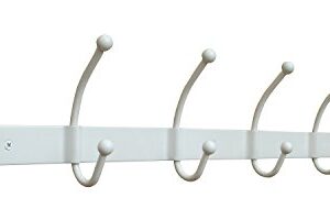 Wall Mounted Coat Rack with 6 Double Hooks - Heavy Duty 23 inch Long Iron Wall Hooks for Home Organization (White)