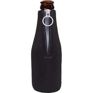 12 oz Black Neoprene Bottle Sleeves with Zipper for Beer, Soda, Beverages (12 Pack)