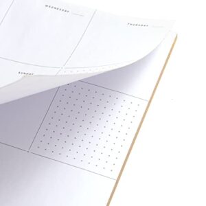 russell+hazel Weekly Notepad, White with Gilded Edges, 80 Sheets, 10” x 7” (27616)