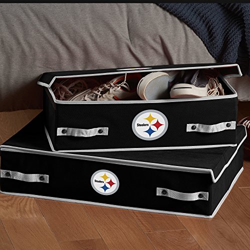 Franklin Sports NFL Pittsburgh Steelers Under The Bed Storage Bins - Large, 26 x 18 x 6 - Inch