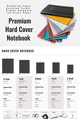 Minimalism Art, Premium Hard Cover Notebook Journal, X-Large Size, Master A4 8.3" x 11.4", 186 Numbered Pages, Gusseted Pocket, Ribbon Bookmark, Extra Thick Ink-Proof Paper 120gsm (Plain, Black)