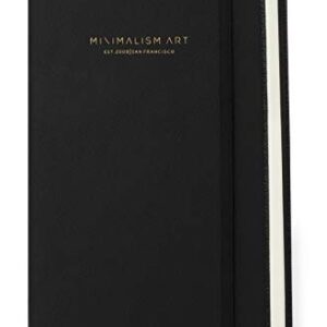 Minimalism Art, Premium Hard Cover Notebook Journal, X-Large Size, Master A4 8.3" x 11.4", 186 Numbered Pages, Gusseted Pocket, Ribbon Bookmark, Extra Thick Ink-Proof Paper 120gsm (Plain, Black)