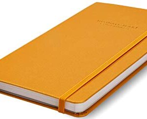 Minimalism Art, Premium Hard Cover Notebook Journal, X-Large Size, Master A4 8.3" x 11.4", 186 Numbered Pages, Gusseted Pocket, Ribbon Bookmark, Extra Thick Ink-Proof Paper 120gsm (Squared, Amber)