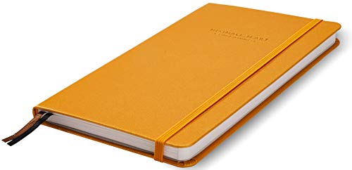 Minimalism Art, Premium Hard Cover Notebook Journal, X-Large Size, Master A4 8.3" x 11.4", 186 Numbered Pages, Gusseted Pocket, Ribbon Bookmark, Extra Thick Ink-Proof Paper 120gsm (Squared, Amber)