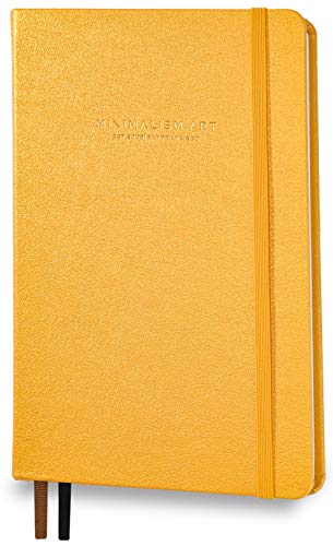 Minimalism Art, Premium Hard Cover Notebook Journal, X-Large Size, Master A4 8.3" x 11.4", 186 Numbered Pages, Gusseted Pocket, Ribbon Bookmark, Extra Thick Ink-Proof Paper 120gsm (Squared, Amber)