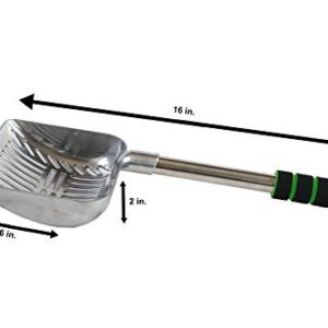 Brask Pet Cat Litter Scoop – Large Sized 2 in 1 Sifter and Scoop – Long Handled Litter Box Scooper – Aluminum Metal with Soft Grip Handle (16")