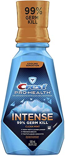 Crest Pro Health Intense Mouthwash with CPC (Cetylpyridinium Chloride), Clean Mint, 16.9 Fluid Ounce (Pack of 4)