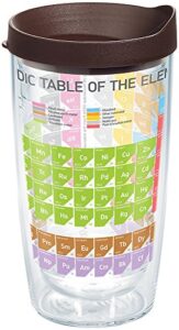 tervis the periodic table of elements tumbler with wrap and brown lid 16oz, clear