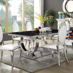 Coaster Dining Table Stainless Steel in Chrome 107871