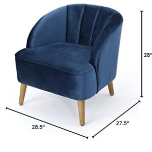 Christopher Knight Home Amaia Modern Velvet Club Chair, Cobalt / Walnut