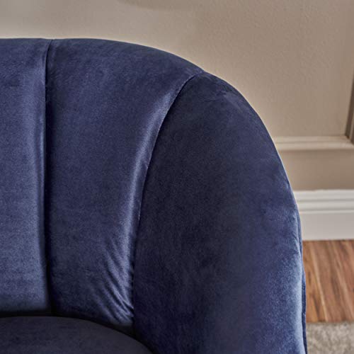 Christopher Knight Home Amaia Modern Velvet Club Chair, Cobalt / Walnut