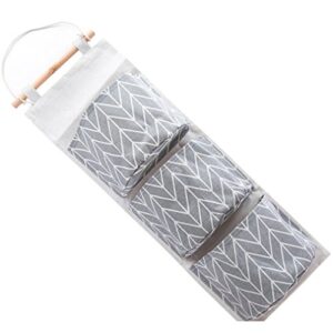 dolland 1 pc linen cotton fabric wall door closet hanging storage bag 3 pockets over the door organizer ,gray