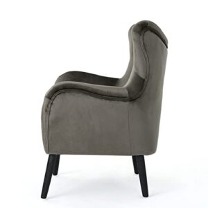 Christopher Knight Home Seigfried Mid-Century Velvet Arm Chair, Grey / Black