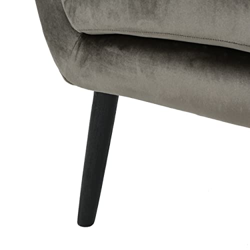 Christopher Knight Home Seigfried Mid-Century Velvet Arm Chair, Grey / Black