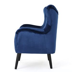 Christopher Knight Home Seigfried Mid-Century Velvet Arm Chair, Navy Blue / Black, 28.5D x 34.25W x 39.75H in