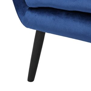 Christopher Knight Home Seigfried Mid-Century Velvet Arm Chair, Navy Blue / Black, 28.5D x 34.25W x 39.75H in