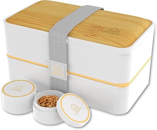 Umami Bento Box Adult Lunch Box with Utensils, 40 oz Large, All-in-One Meal Prep Compartment Lunch Box Containers for Men/Women, Cute Leak Proof Bento Box, Lunch Organizer