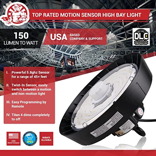 RuggedGrade 150 Watt Titan 5 Motion Sensor LED High Bay UFO Light - 22,000 Lumen - 5000K - DLC Verified High Bay LED