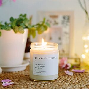 Brooklyn Candle Studio Japanese Citrus Minimalist Candle | Luxury Scented Candle, Vegan Soy Wax, Hand Poured in the USA | 50 Hour Slow Burn Time | 7.5 oz