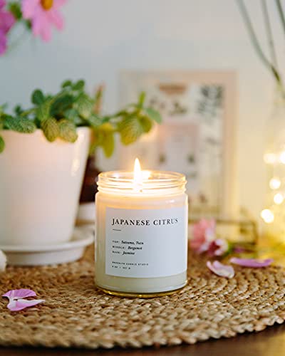 Brooklyn Candle Studio Japanese Citrus Minimalist Candle | Luxury Scented Candle, Vegan Soy Wax, Hand Poured in the USA | 50 Hour Slow Burn Time | 7.5 oz