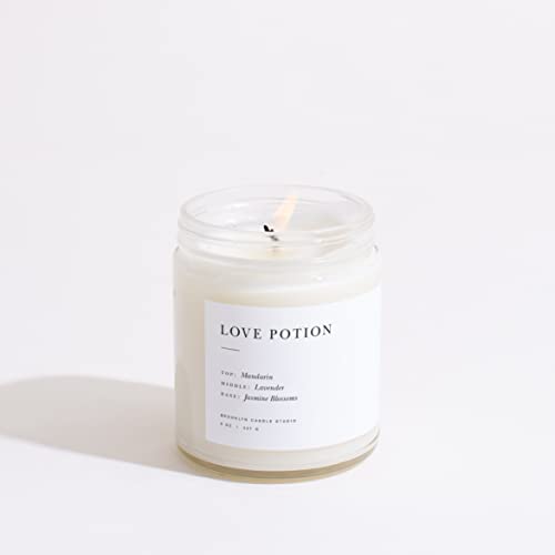 Brooklyn Candle Studio Love Potion Minimalist Candle | Vegan Soy Wax Luxury Scented Candle, Hand Poured in The USA, 50 Hour Slow Burn Time (7.5 oz)