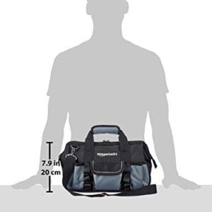 Amazon Basics Durable Wear-Resistant Base, Tool Small Standard Bag with Strap, 12 Inch, Black & Gray