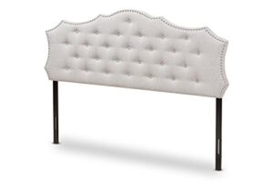 baxton studio coralie modern and contemporary greyish beige fabric queen size headboard