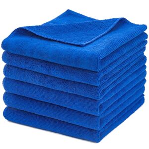 carcarez premium microfiber detailing towels, 380 gsm lint free car buffing waxing polishing drying towel, pack of 6 (blue)