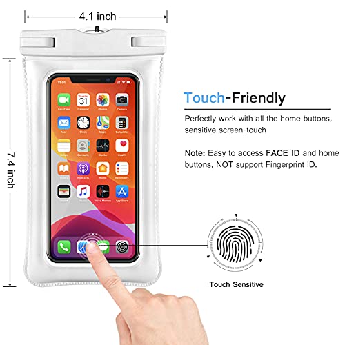 IFCASE Universal Waterproof Case, 2 Pack TPU Phone Dry Bag Pouch for iPhone 14 Pro Max, 14 13 12 11 XS XR 7 8 SE, Samsung Galaxy S22 S21 S20 Ultra, A13 A53 5G (White)